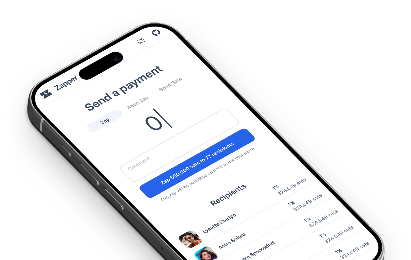 Zapper - send tips to any event on Nostr